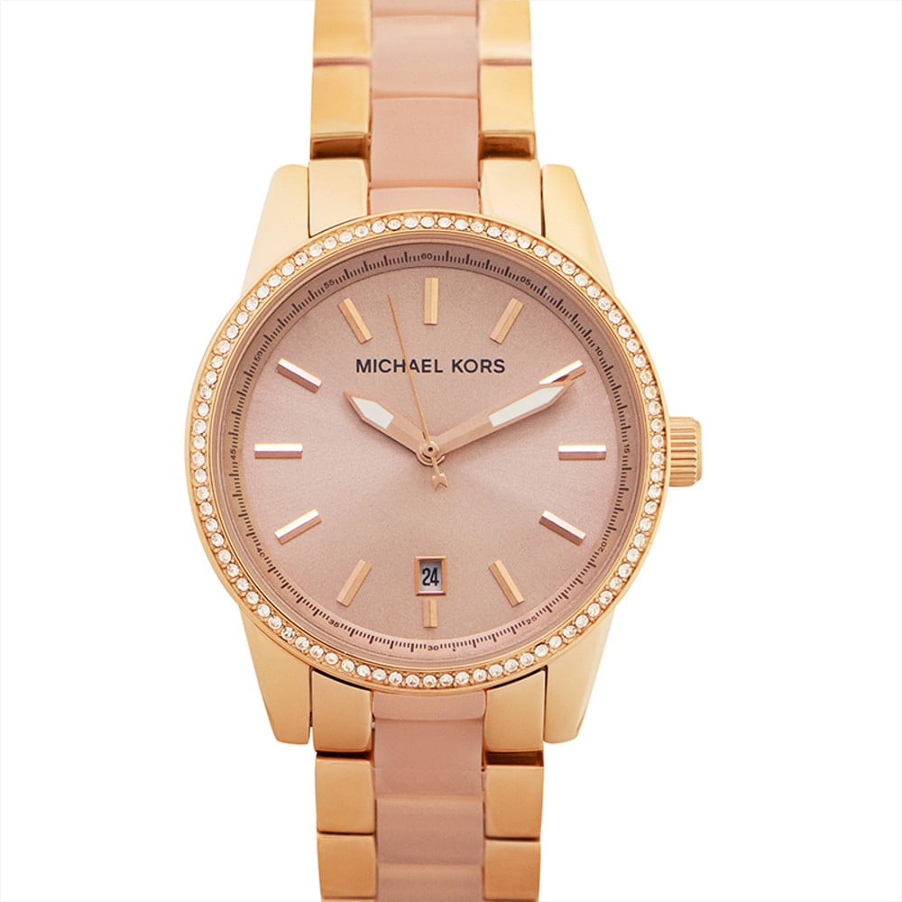 Michael Kors Ritz Quartz Rose Gold Dial Stainless Steel Ladies Watch ...