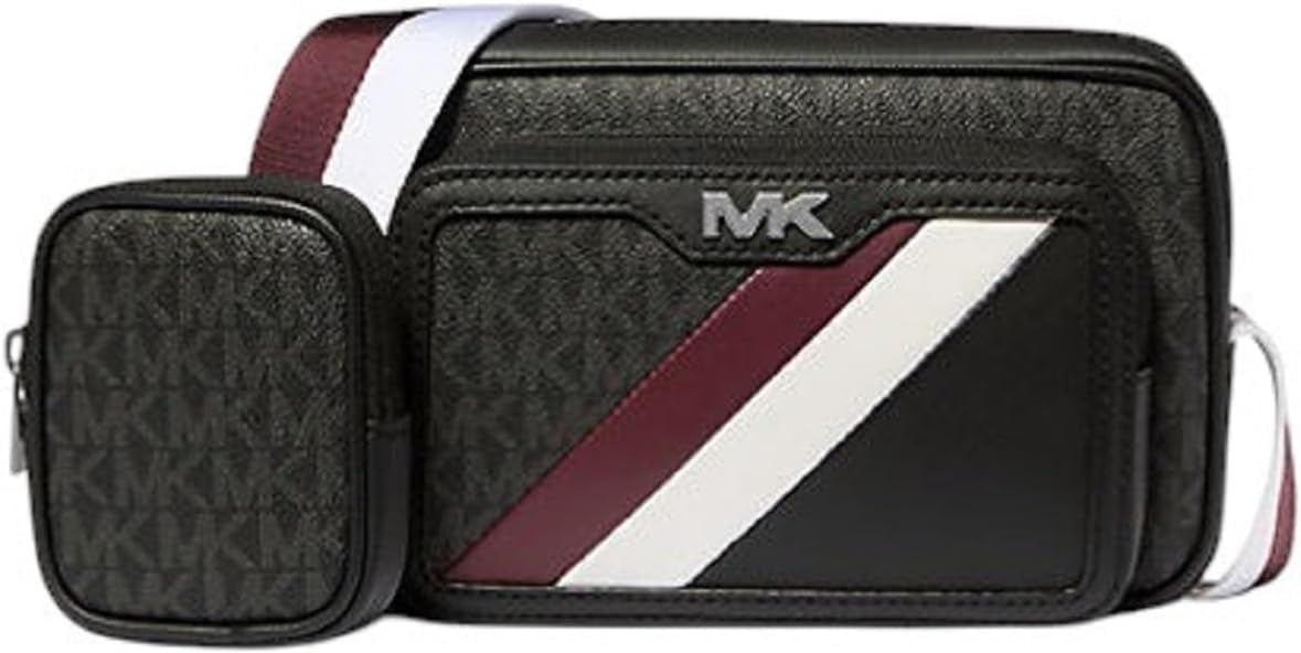 Michael Kors Rivington Striped Logo Camera Crossbody Bag (Oxblood ...