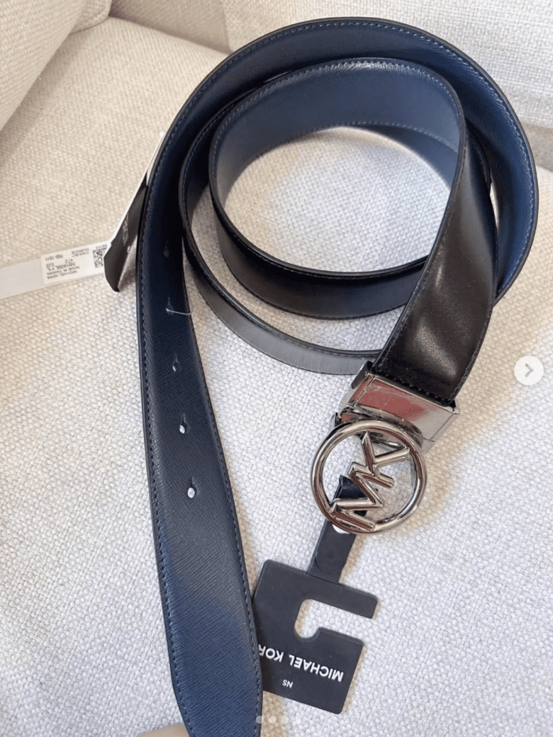Michael Kors Round MK Logo Belts One Size Navy Black Two side - Walmart.com