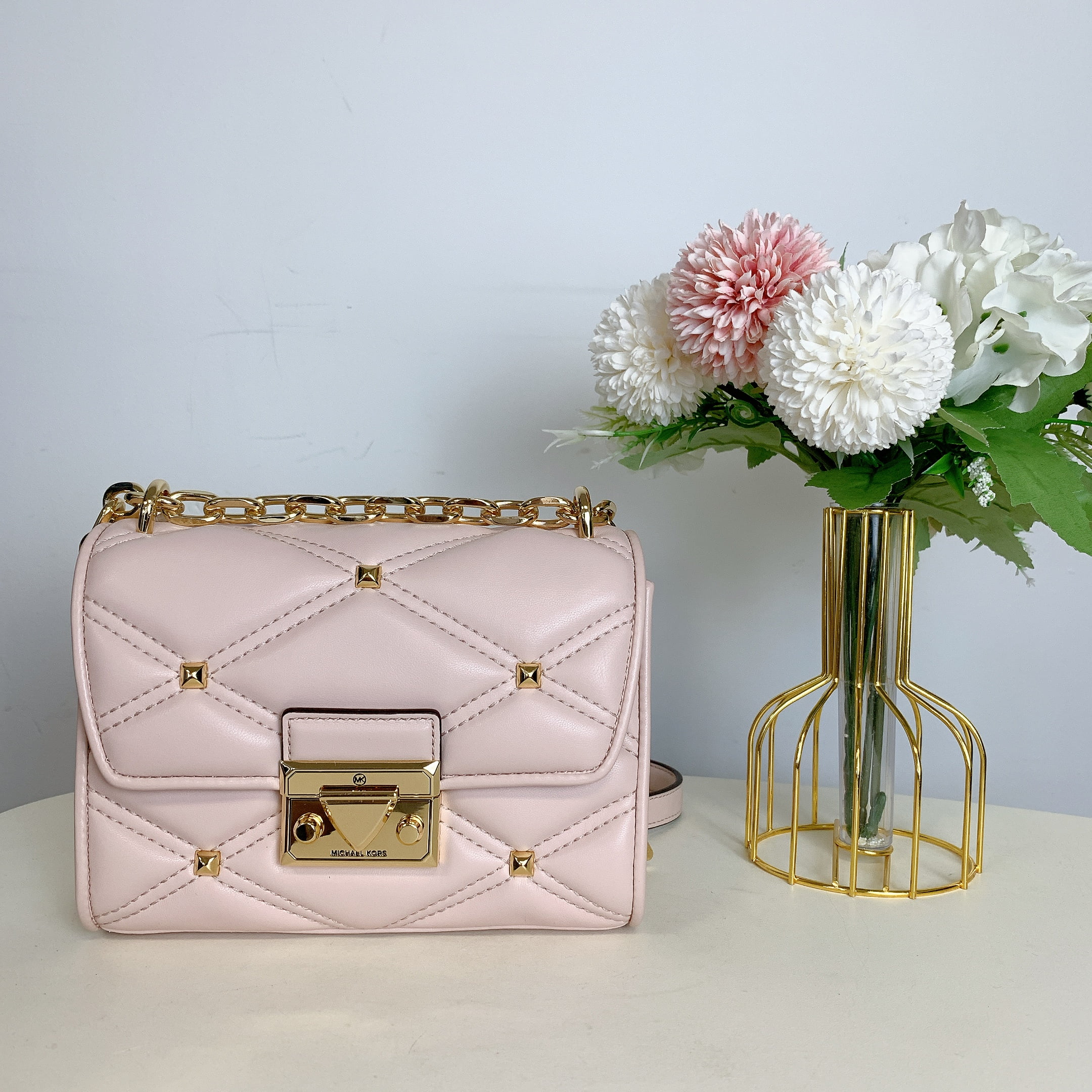 Michael Kors Serena Small Studded Flap Crossbody Vegan Material ...