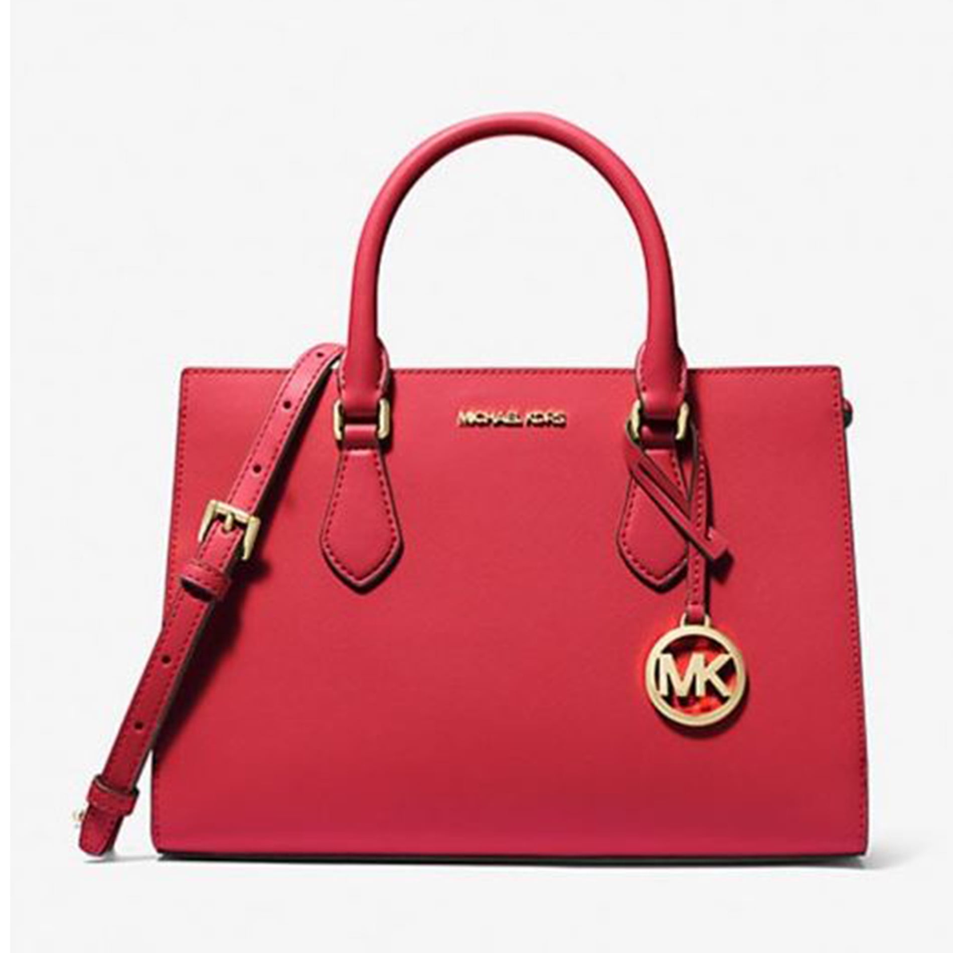Michael Kors Sheila Medium Satchel Handbag, Leather, Bright Red, Zipper ...