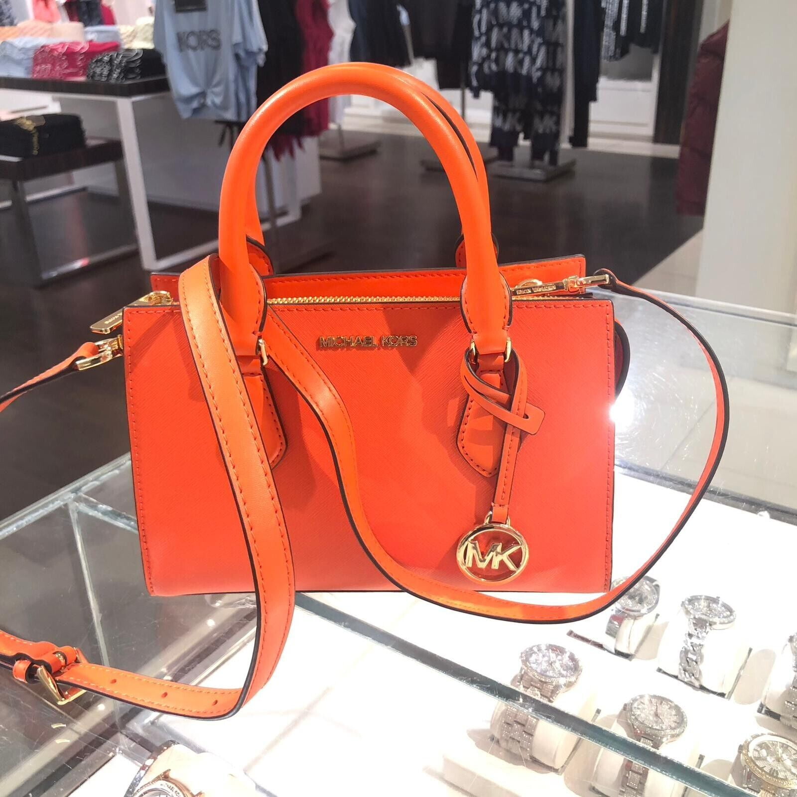 Michael Kors Sheila Poppy Leather Center Zip Satchel Bag - Walmart.com