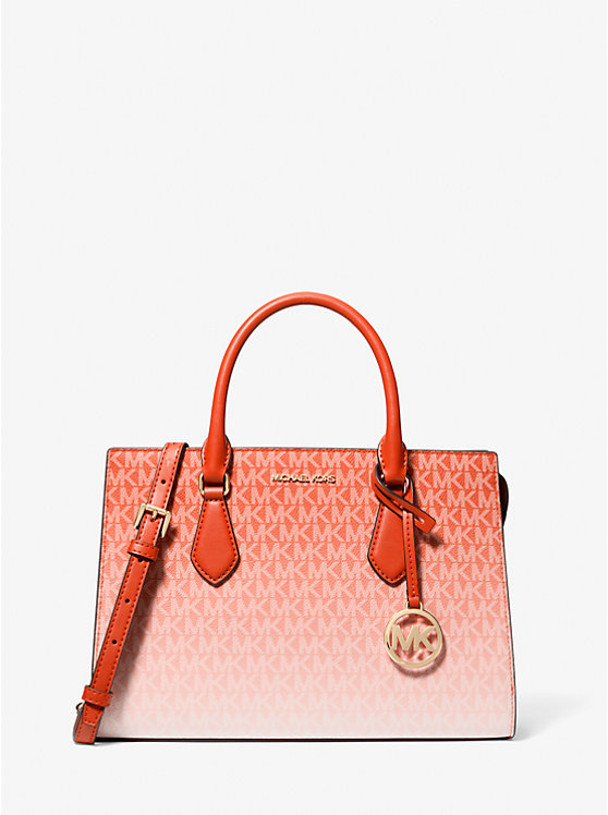 Michael Kors Sheila medium ombré satchel with brand logo- Clay Red ...