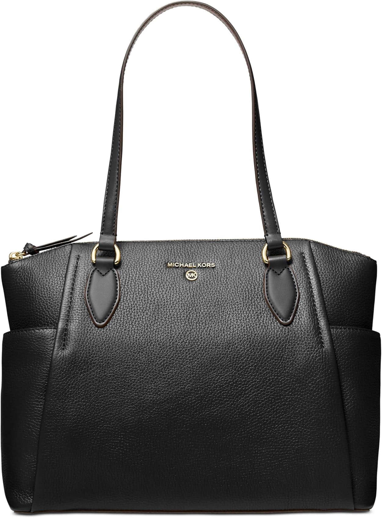 Michael Kors Sienna Medium Leather Top-Zip Tote, Black - Walmart.com