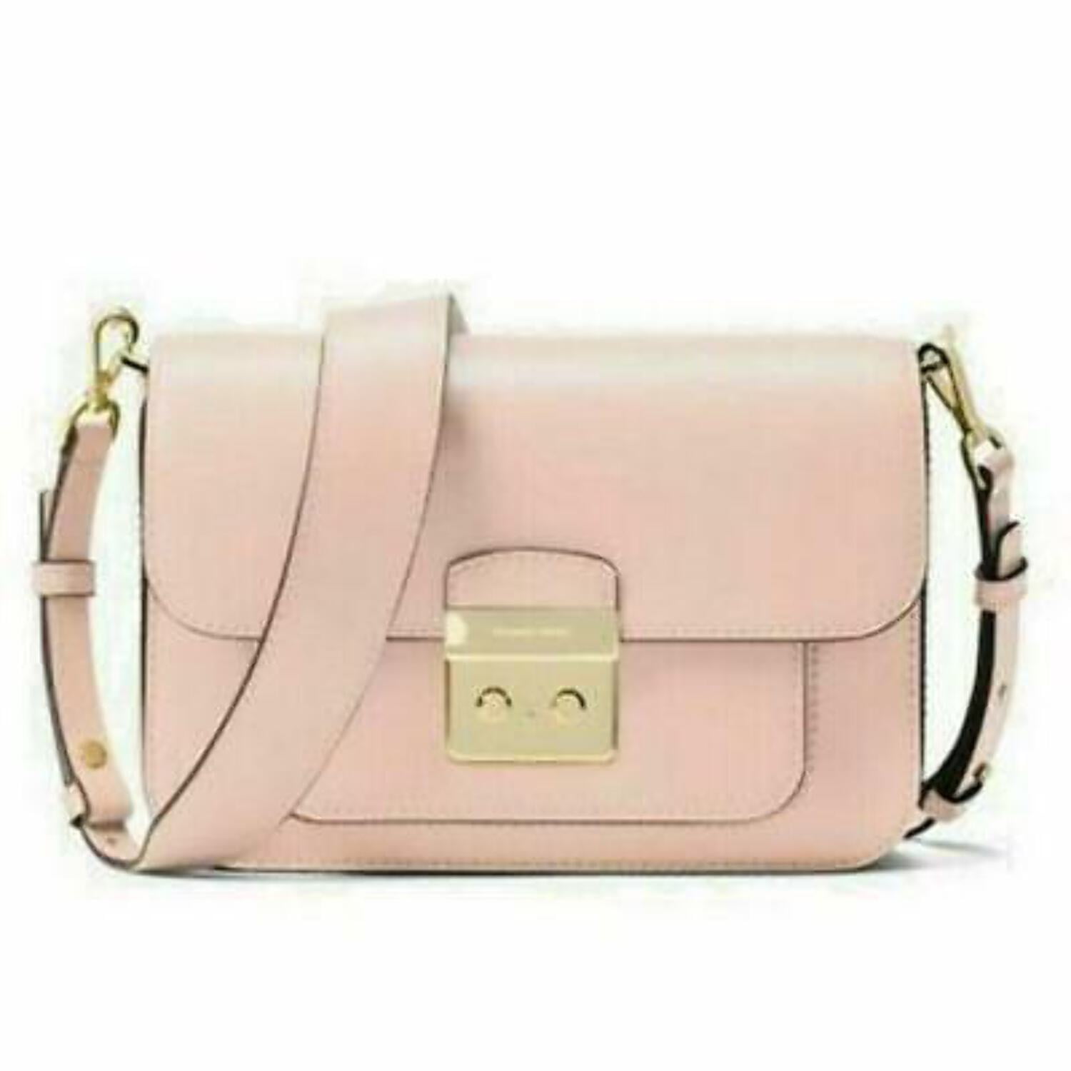 Michael Kors Sloan Medium Leather Shoulder Bag Soft pink Dual Strap ...