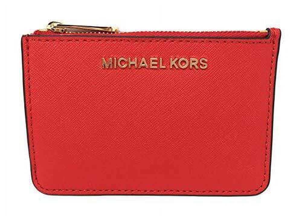 Michael Kors Small Top Zip Leather Coin Pouch, Saffiano, Gold-Tone ...