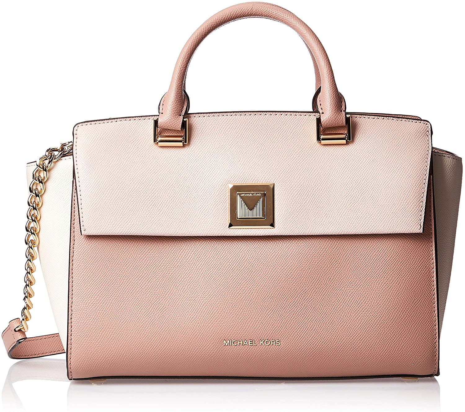 Michael Kors Sylvia Tri-Color Satchel Bag, Soft Pink/Light Cream/Fawn ...
