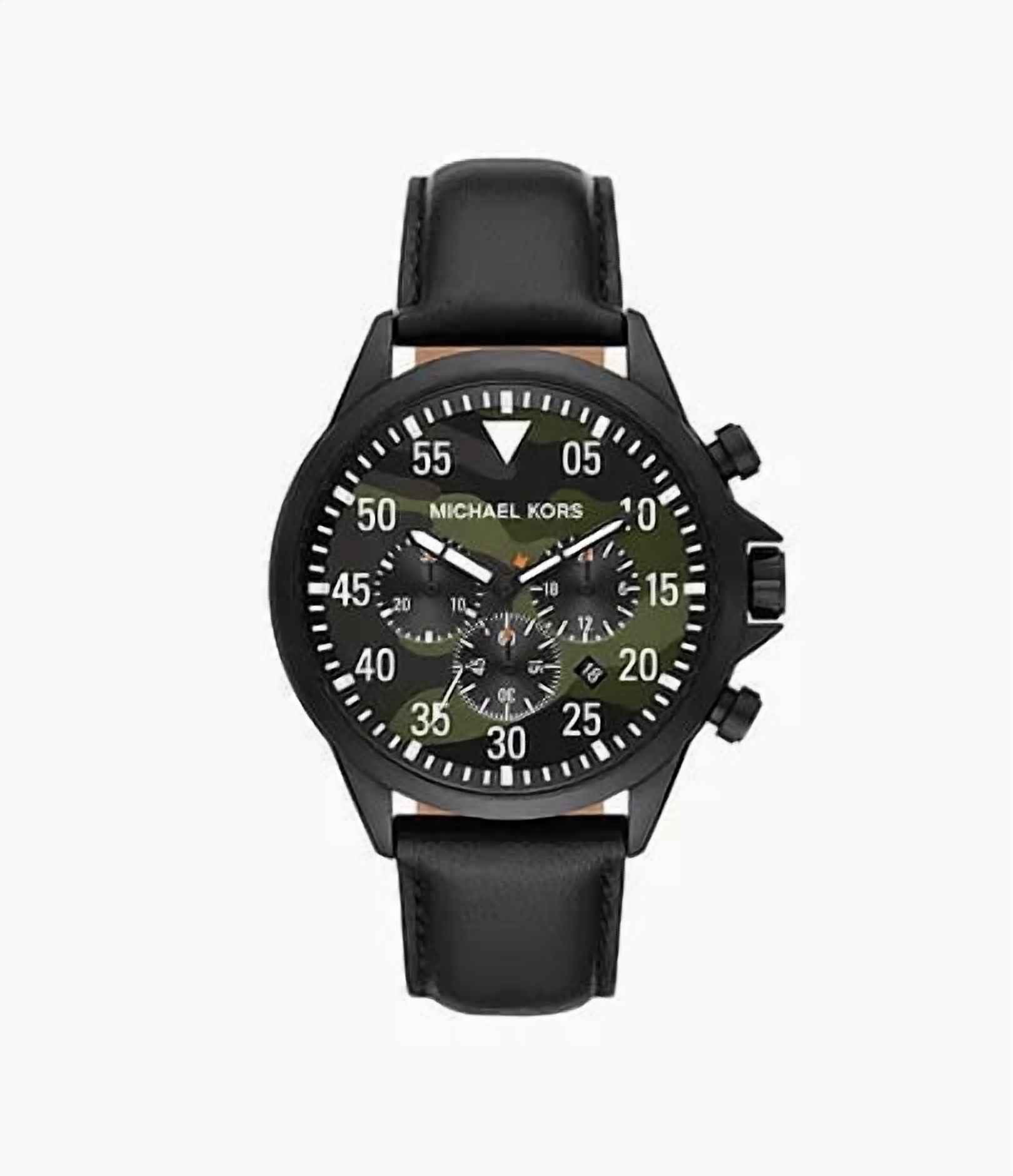 Michael Kors Thompkins Men's Chronograph Black Leather Watch MK8864 ...