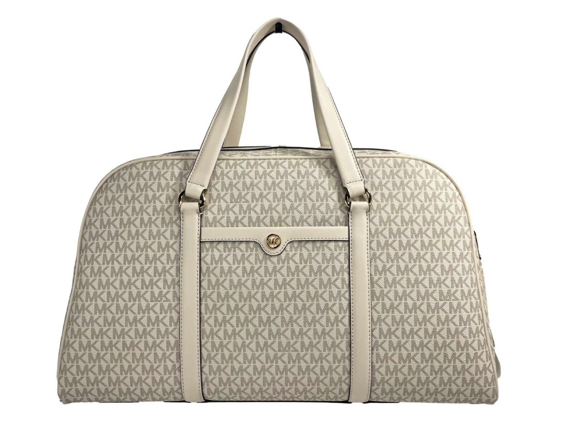 Michael Kors Travel Extra Large Creme PVC Top Zip Weekender Luggage Bag ...