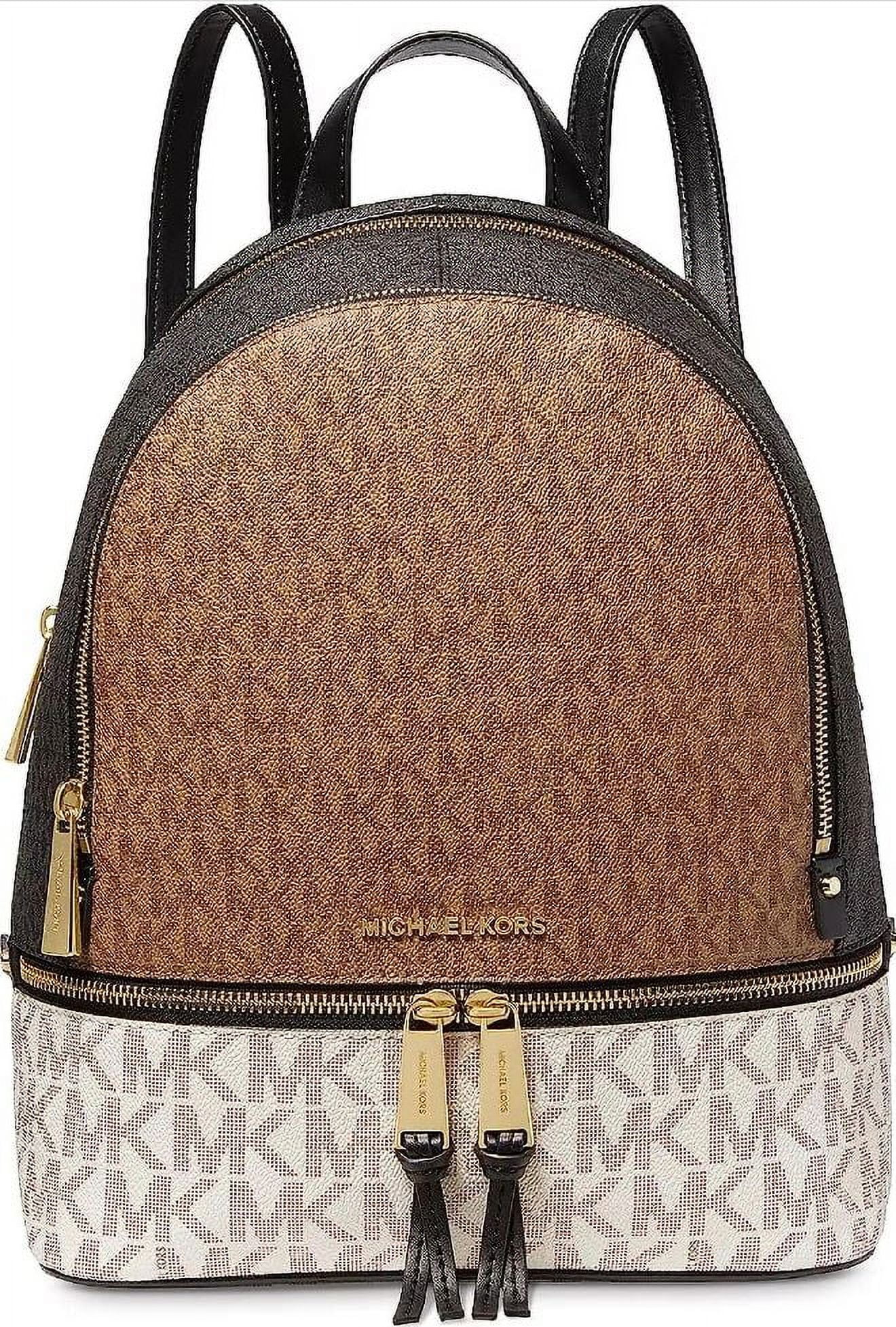 Michael Kors Women's Backpack, Logo Print Canvas, Gold Hardware, Husk ...