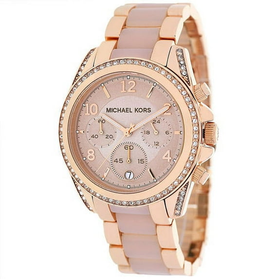 Michael Kors Women's Blair Chronograph Rose Gold Glitz Watch MK5943 ...