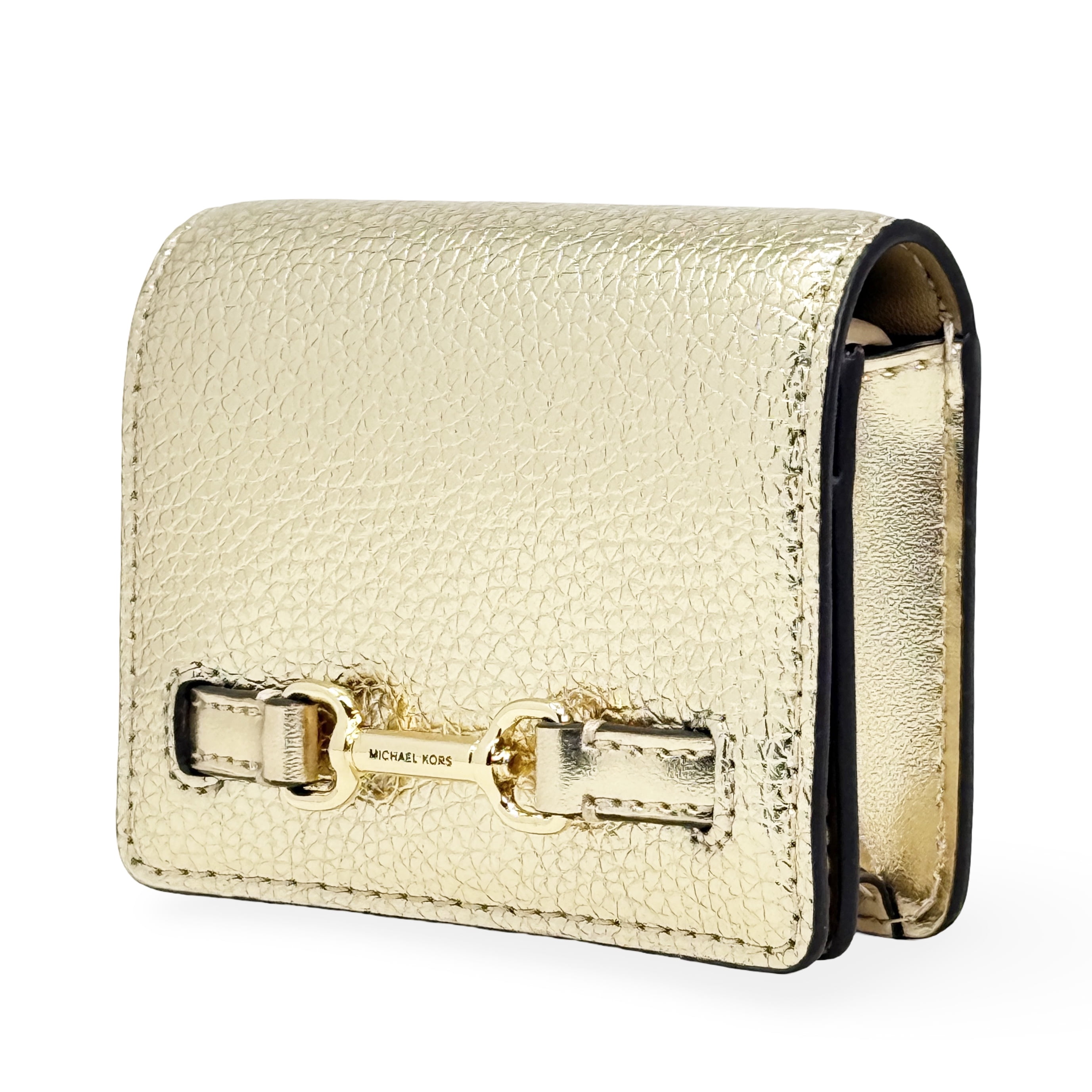 Michael Kors Women's Carson Small Pebbled Leather Card Case Wallet ...