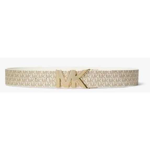 Michael Kors Women's Cream Reversible Logo and Leather Waist Belt ...