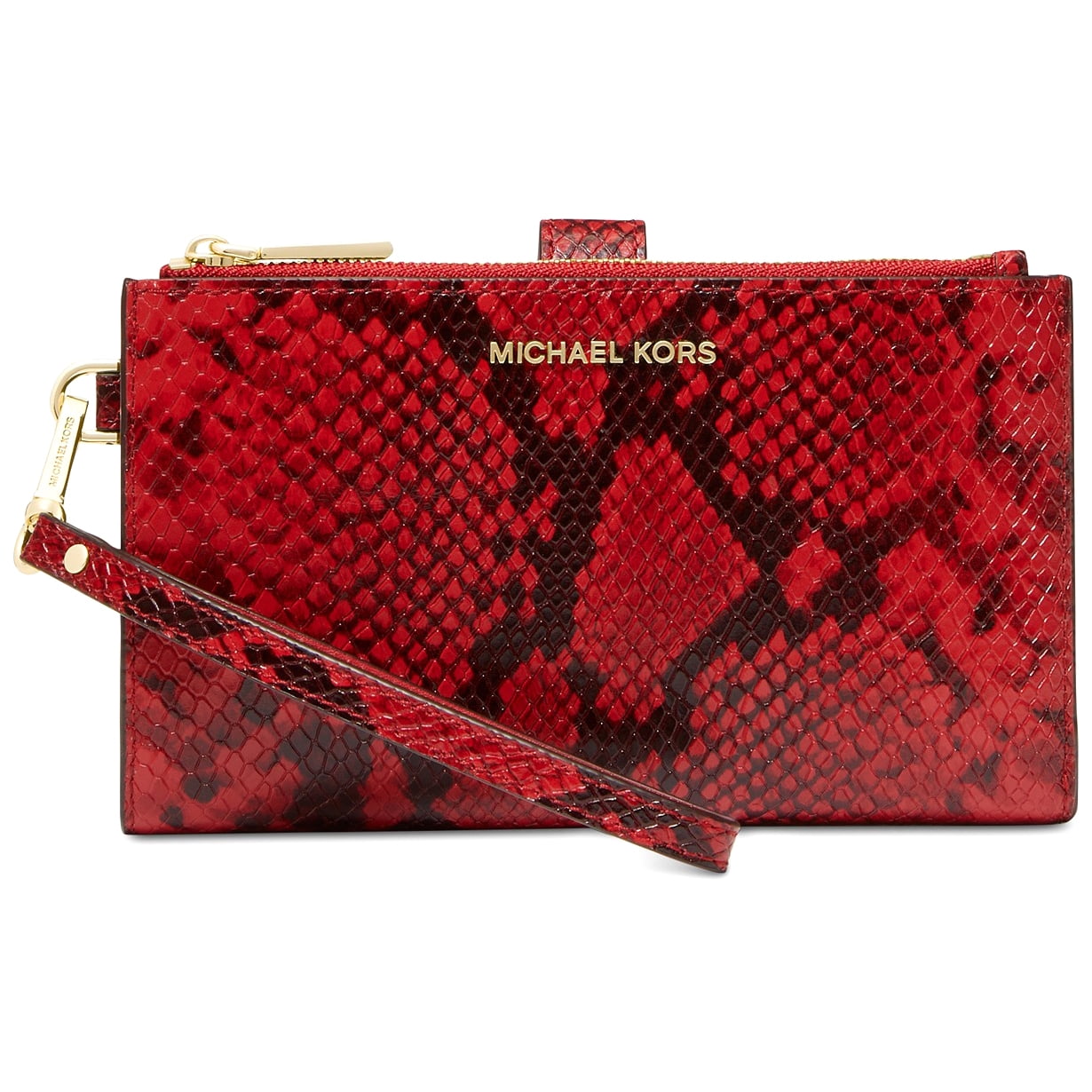 Michael Kors Women's Jet Set Double Zip Wallet Wristlet (Crimson ...