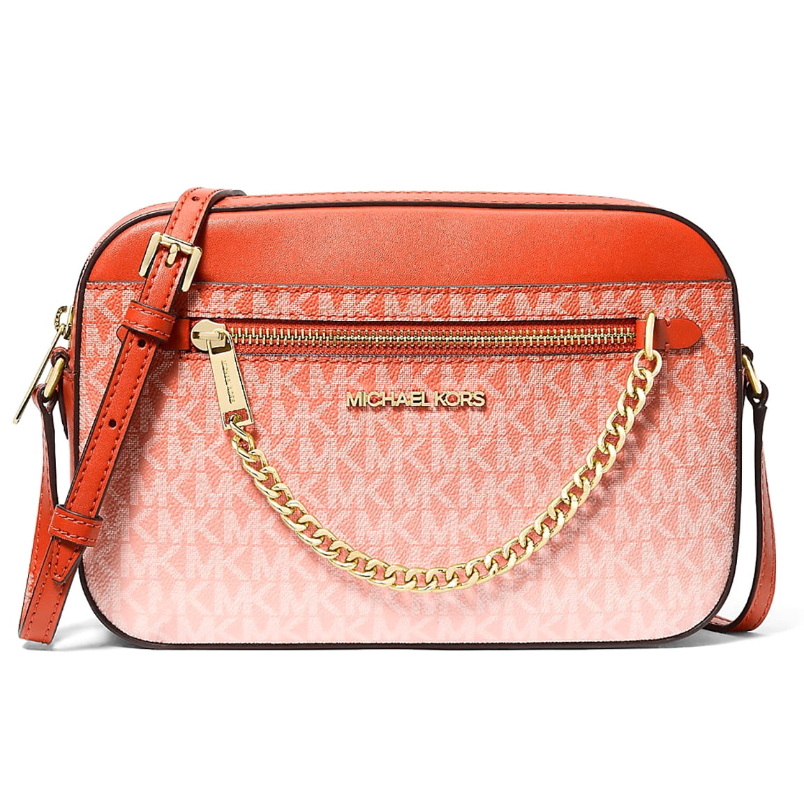 Michael Kors Women's Jet Set Large Ombré Signature Top Zip Logo ...