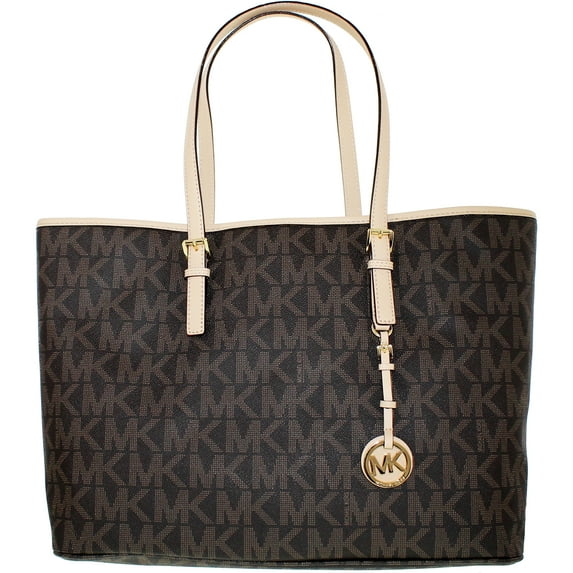 Michael Kors Women's Jet Set Medium Travel Leather Top-Handle Tote ...