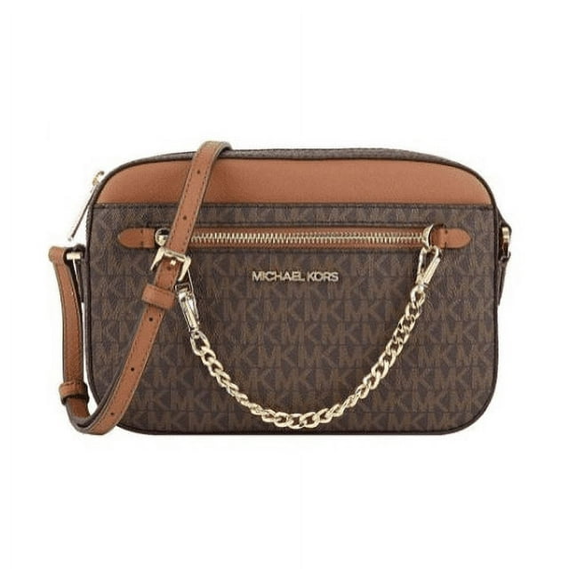 Michael Kors Women's Jet Set Signature PVC Crossbody Bag, Brown ...