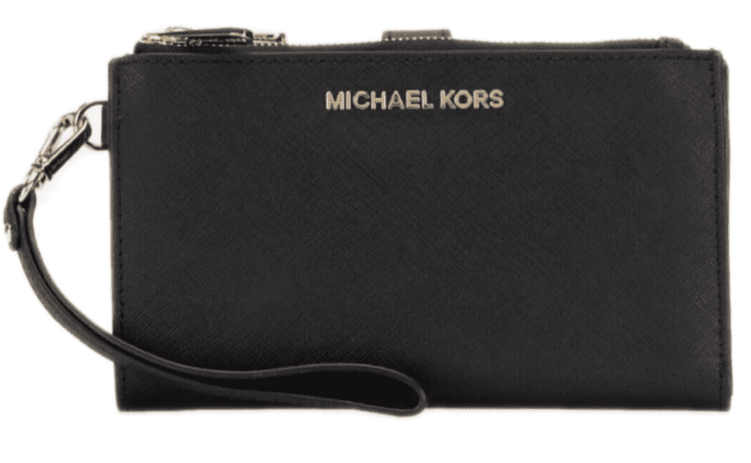 Michael Kors Women's Jet Set Travel Double Zip Wristlet, Black Saffiano ...
