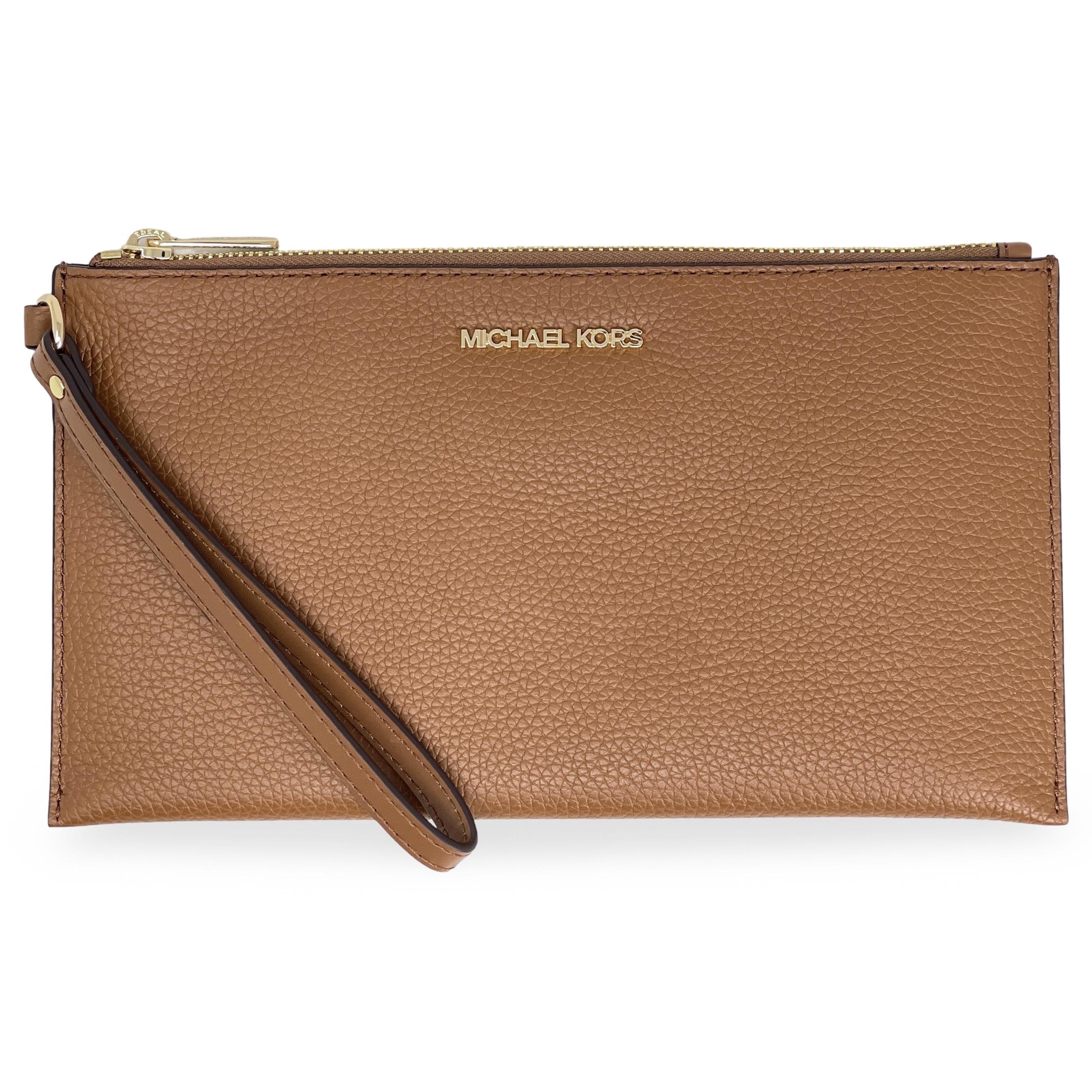 Michael Kors Women's Jet Set Travel Large Pebbled Leather Wristlet ...
