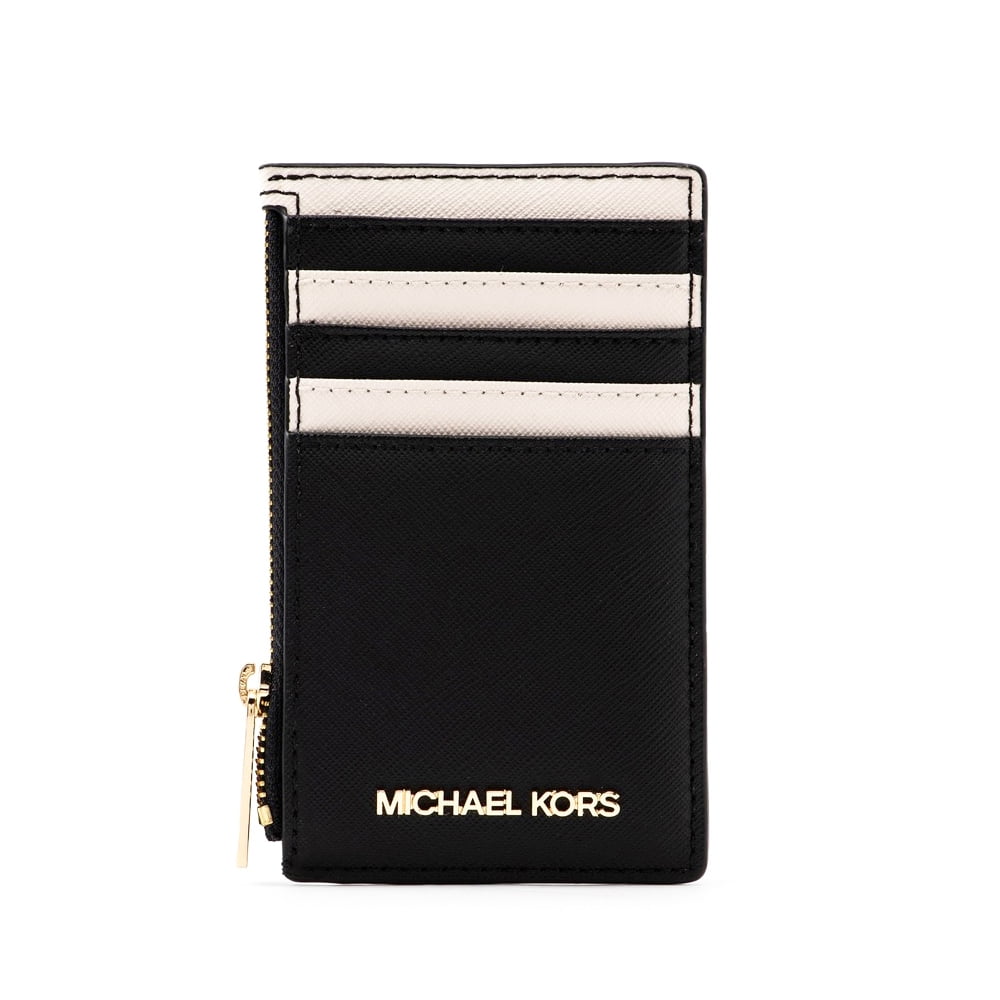 Michael Kors Women's Jet Set Travel Two-Tone Medium Leather Top Zip ...