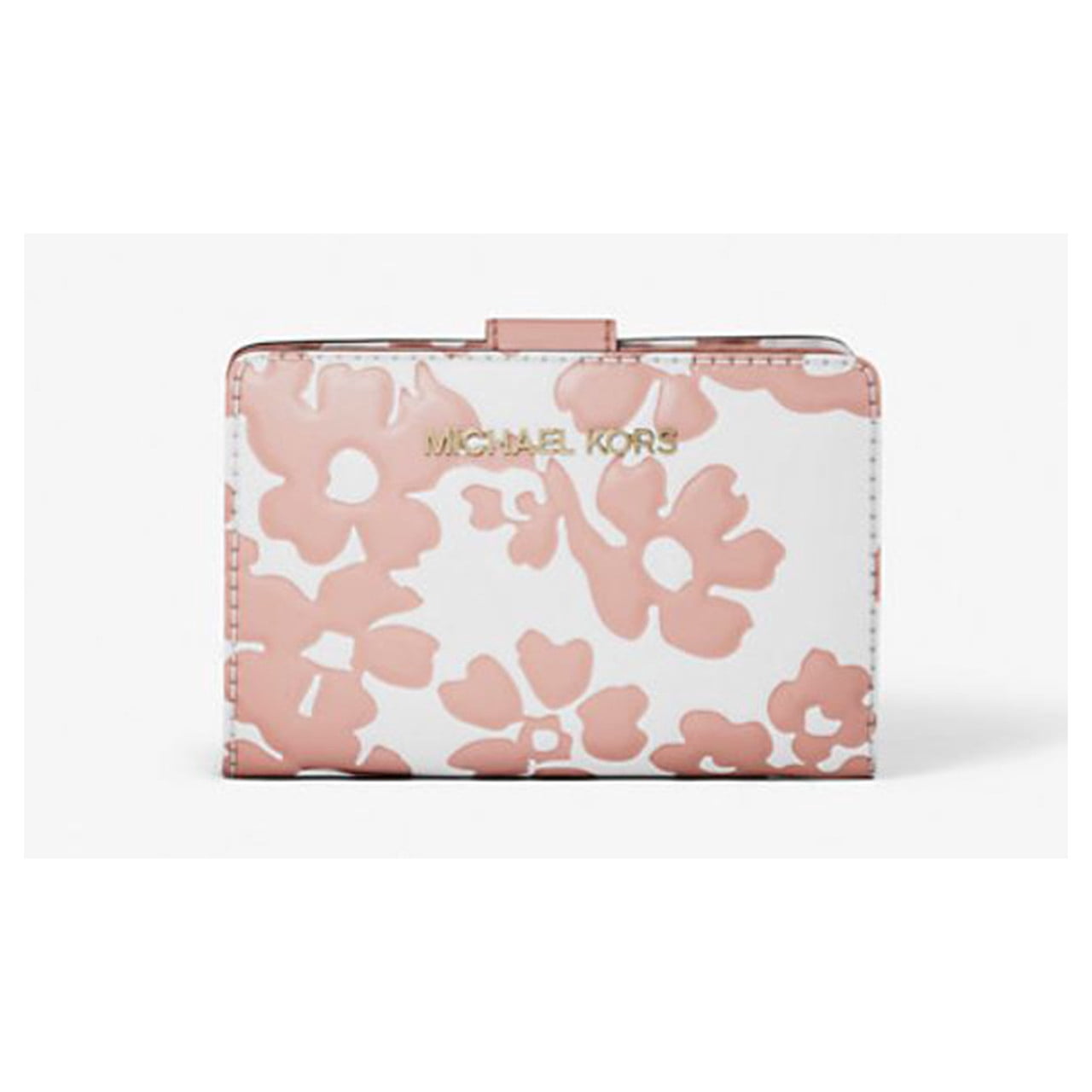 Michael Kors Women's Jet Set Women Medium Floral Print Bi-Fold Zip ...