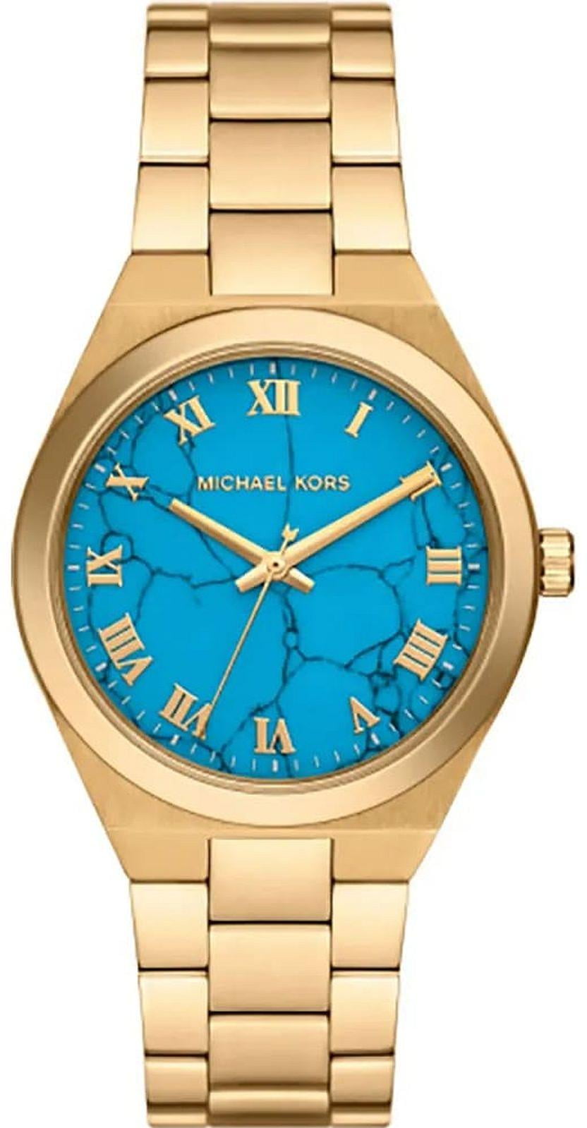 Michael Kors Women's Lennox Three-Hand Gold-Tone MK7460 Steel Watch ...