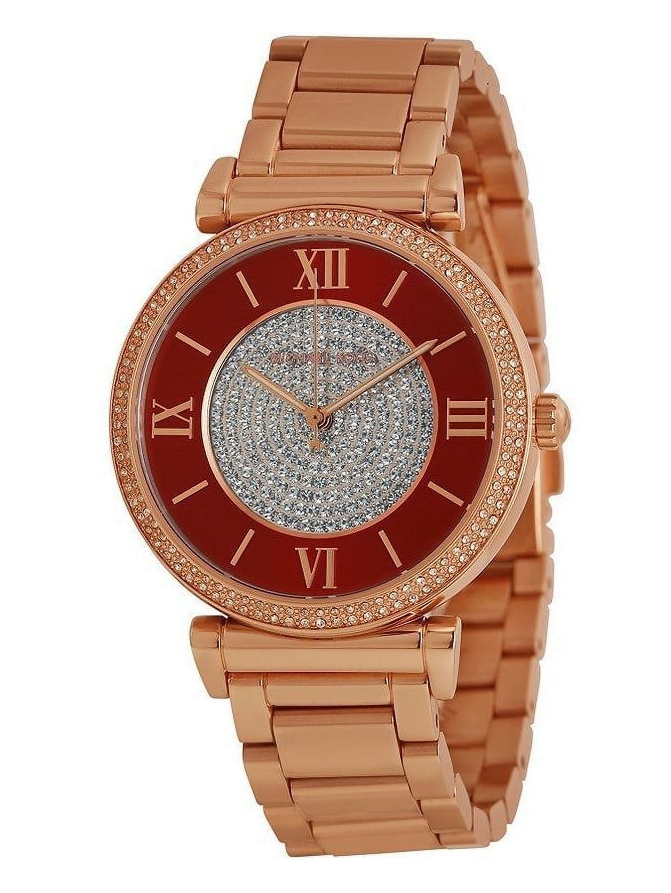 Michael Kors Women's MK3377 'Caitlin' Crystal Rose-Tone Stainless Steel ...