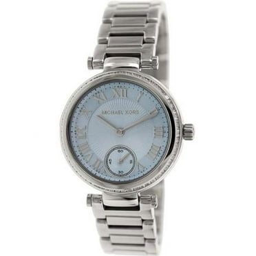 Michael Kors Women's 39mm Black Leather Band Steel Case Quartz Rose ...