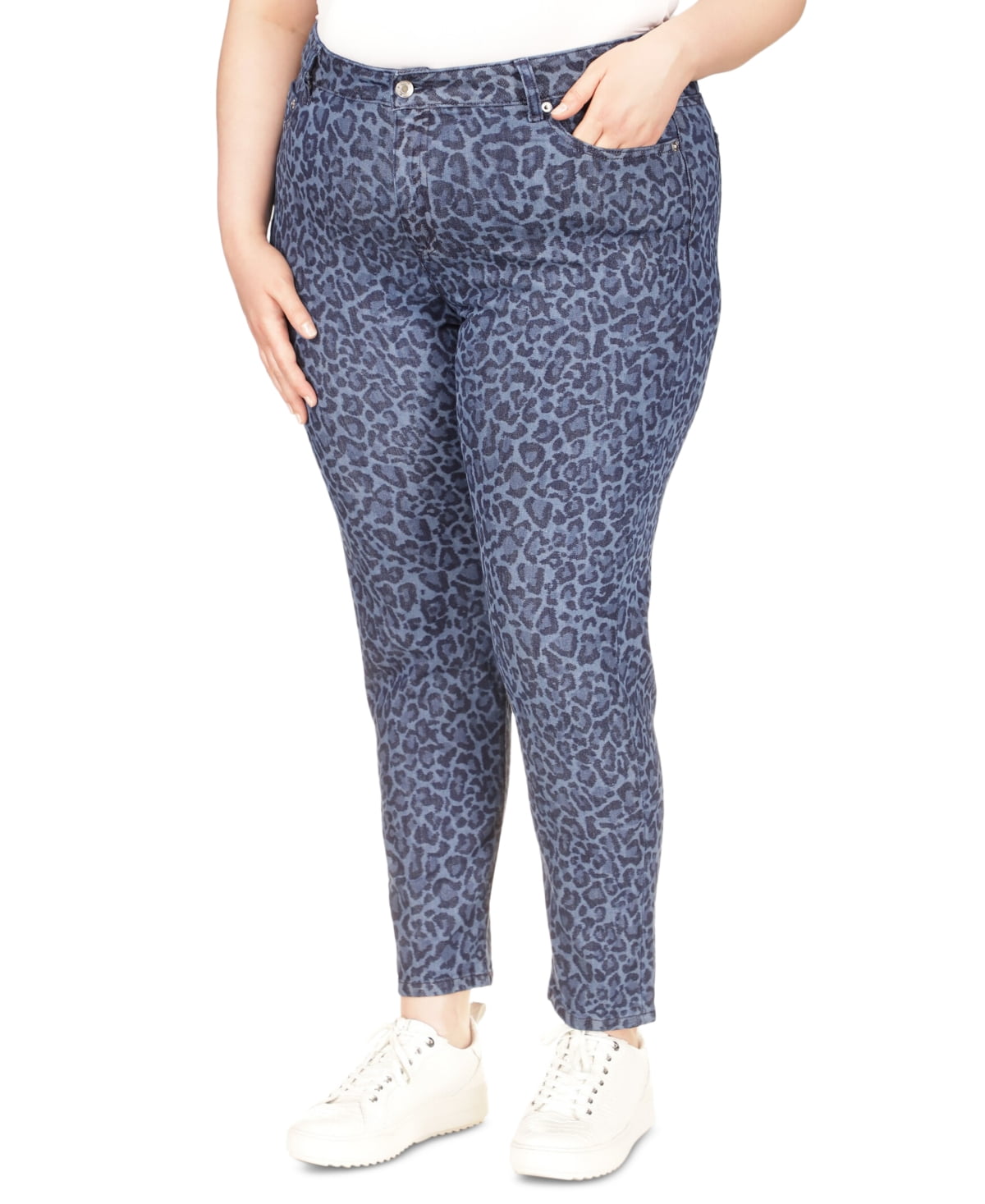 Michael Kors Women's Printed High Rise Skinny Jeans Blue Size 20W ...