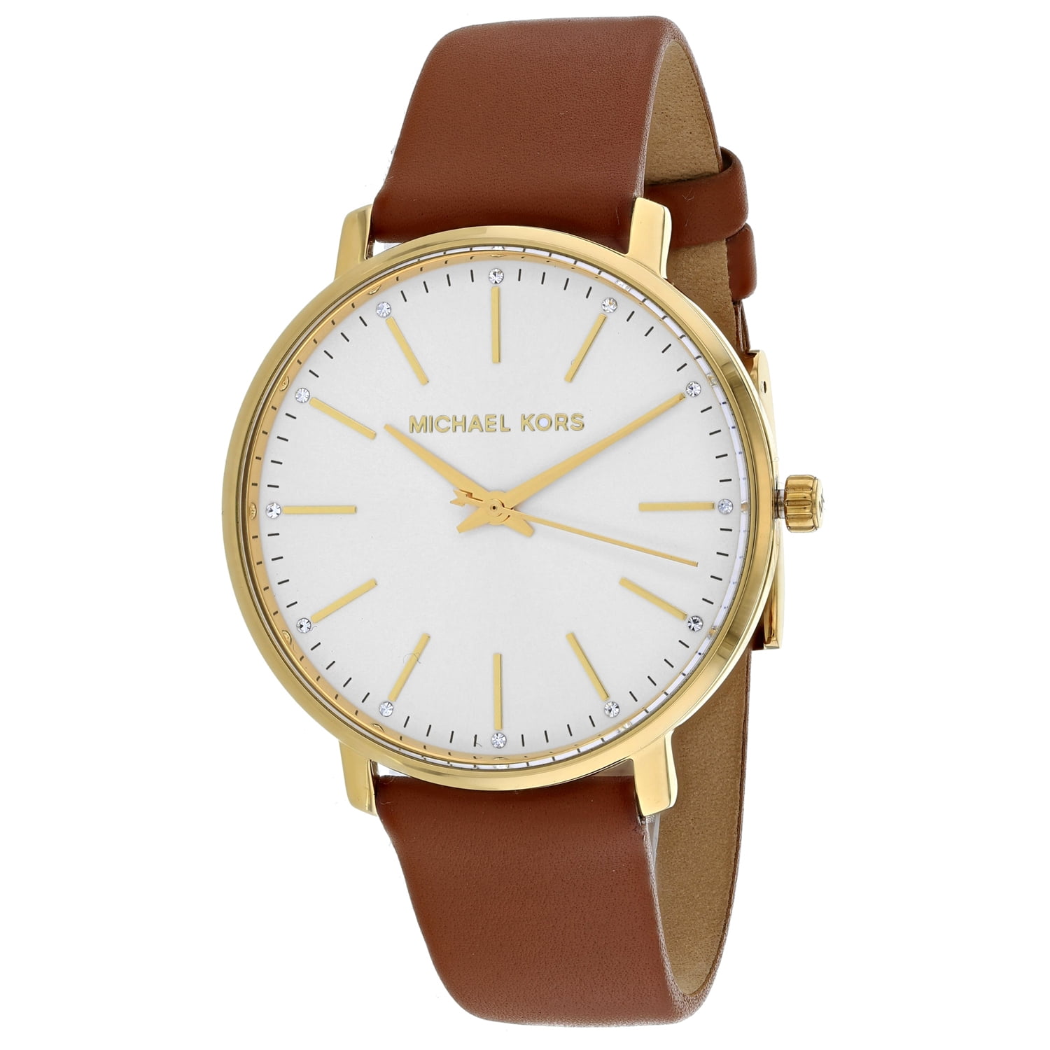 Michael Kors Women's Pyper Gold Case Brown Leather Watch MK2740 ...