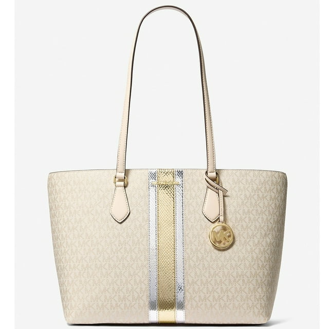 Michael Kors Women's Sheila Large Signature Logo and Metallic Tote Bag (Pale Gold) - Walmart.com