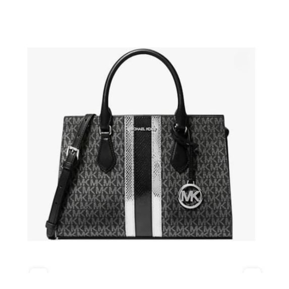 "Michael Kors Sheila Medium Satchel, Signature Logo, Metallic Snake ...