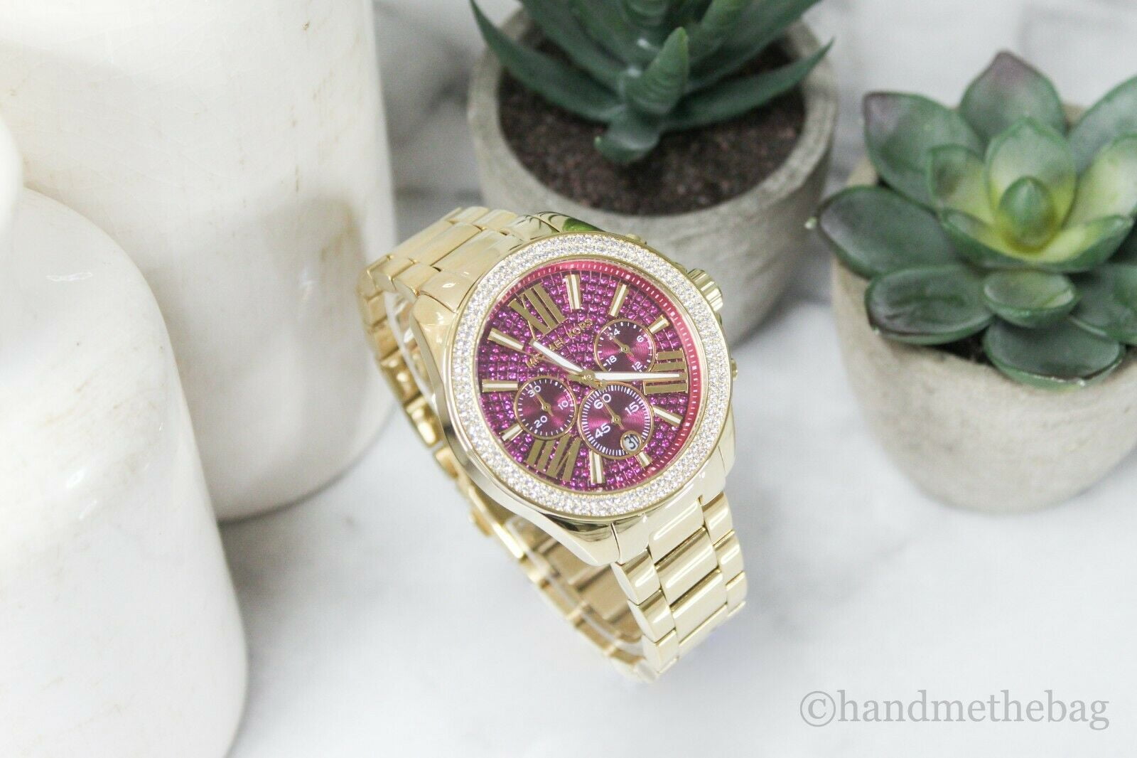 Original Michael Kors Women's Wrist Watch, Wren Gold Tone Crystal ...