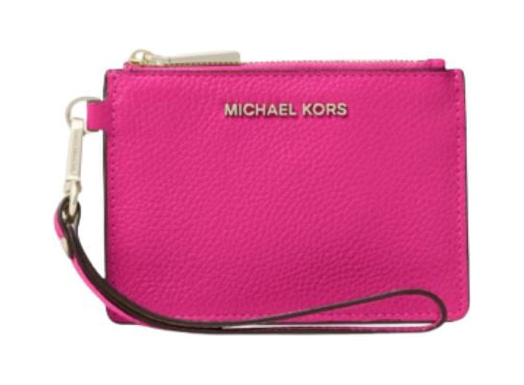Michael Kors Womens Jet Set Small Coin Purse (WILD BERRY) Pebbled ...
