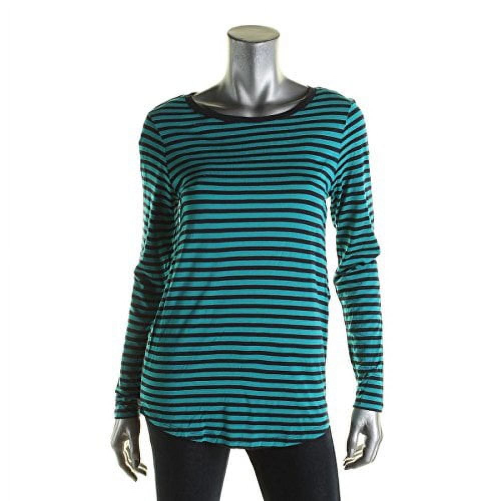 Michael Kors Womens Striped Hi-Low Long Sleeve Casual Top Tile Blue L ...