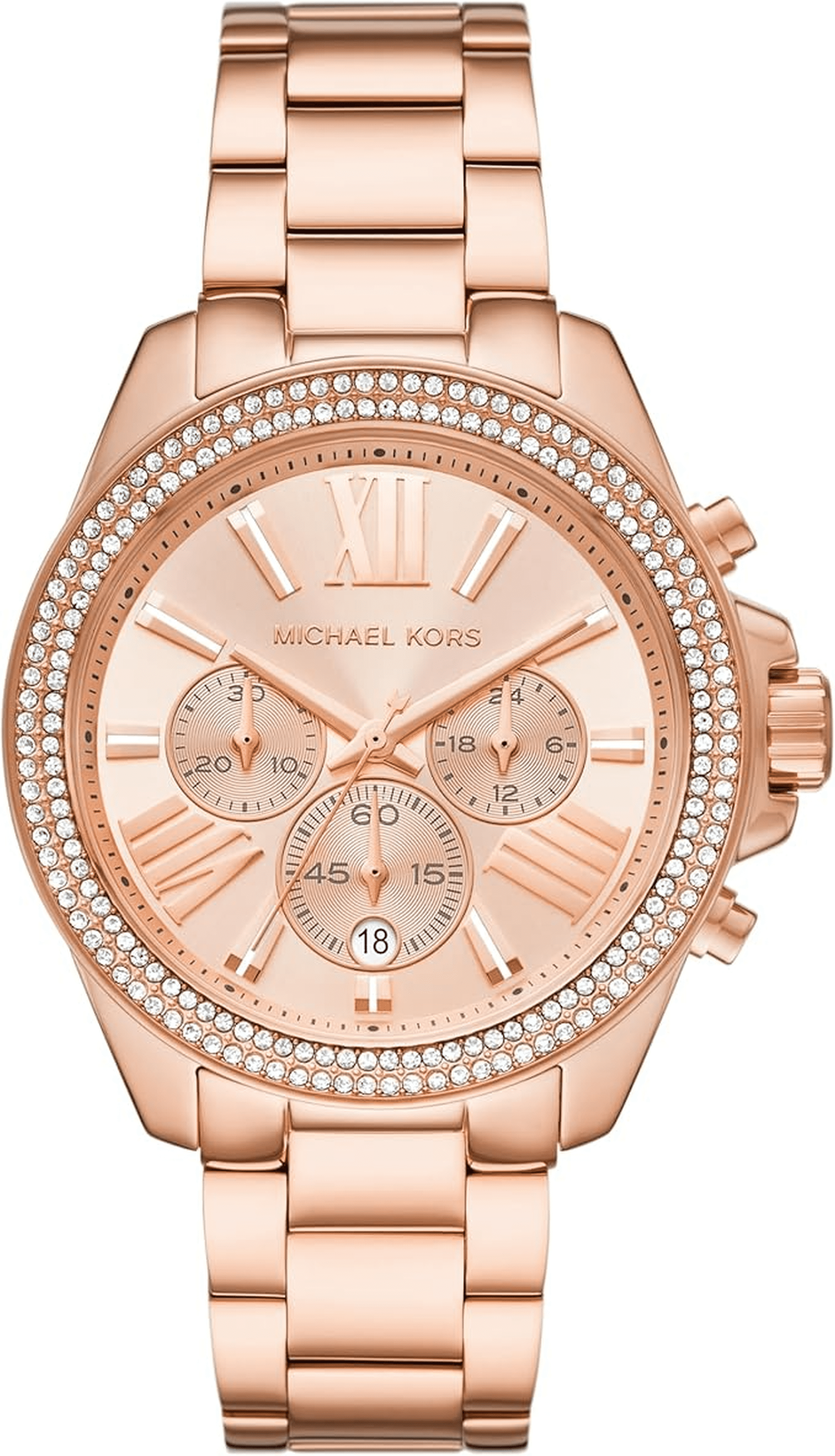 Michael Kors Wren Watch, Oversized Pavé Rose Gold-Tone Crystal Watch ...