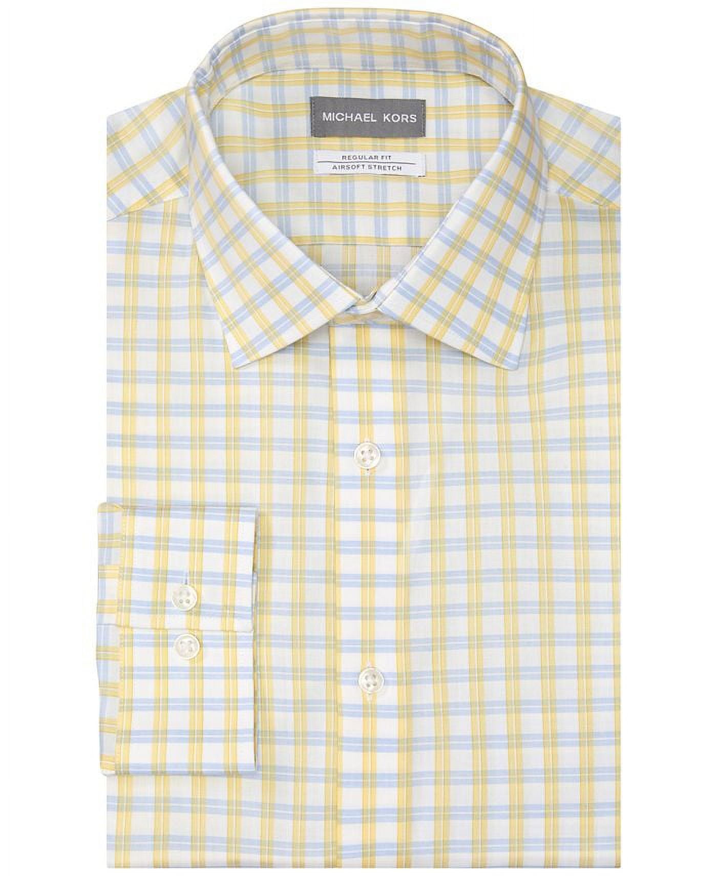 Michael Kors YELLOW MULTI Men's Airsoft Performance Dress Shirt, US 15/ ...