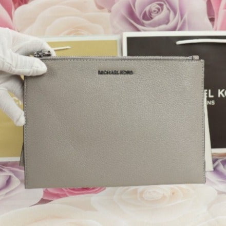 Michael Kors Zip Women's XL Jet Set Wristlet Clutch Pear Grey - Walmart.com