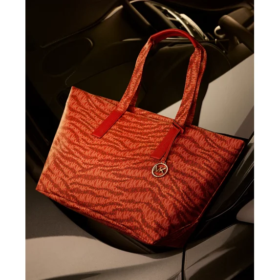 Michael Kors the Michael Large Animal Print Logo Tote Bag Orange ...