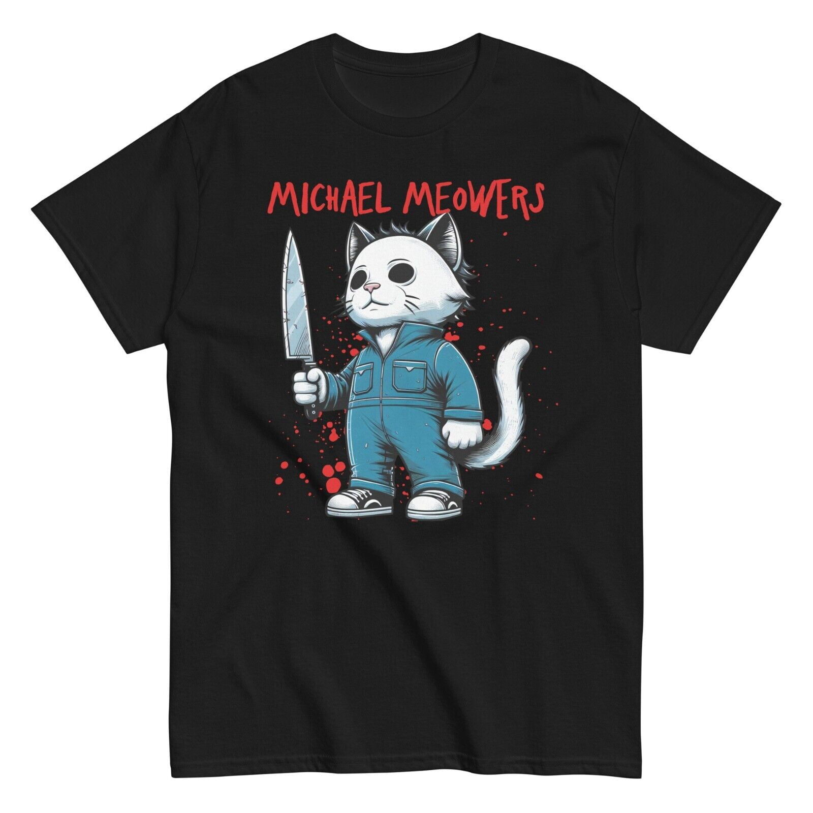Michael Meowers Horror Movie Parody Funny Cat Men's Cotton T-Shirt ...