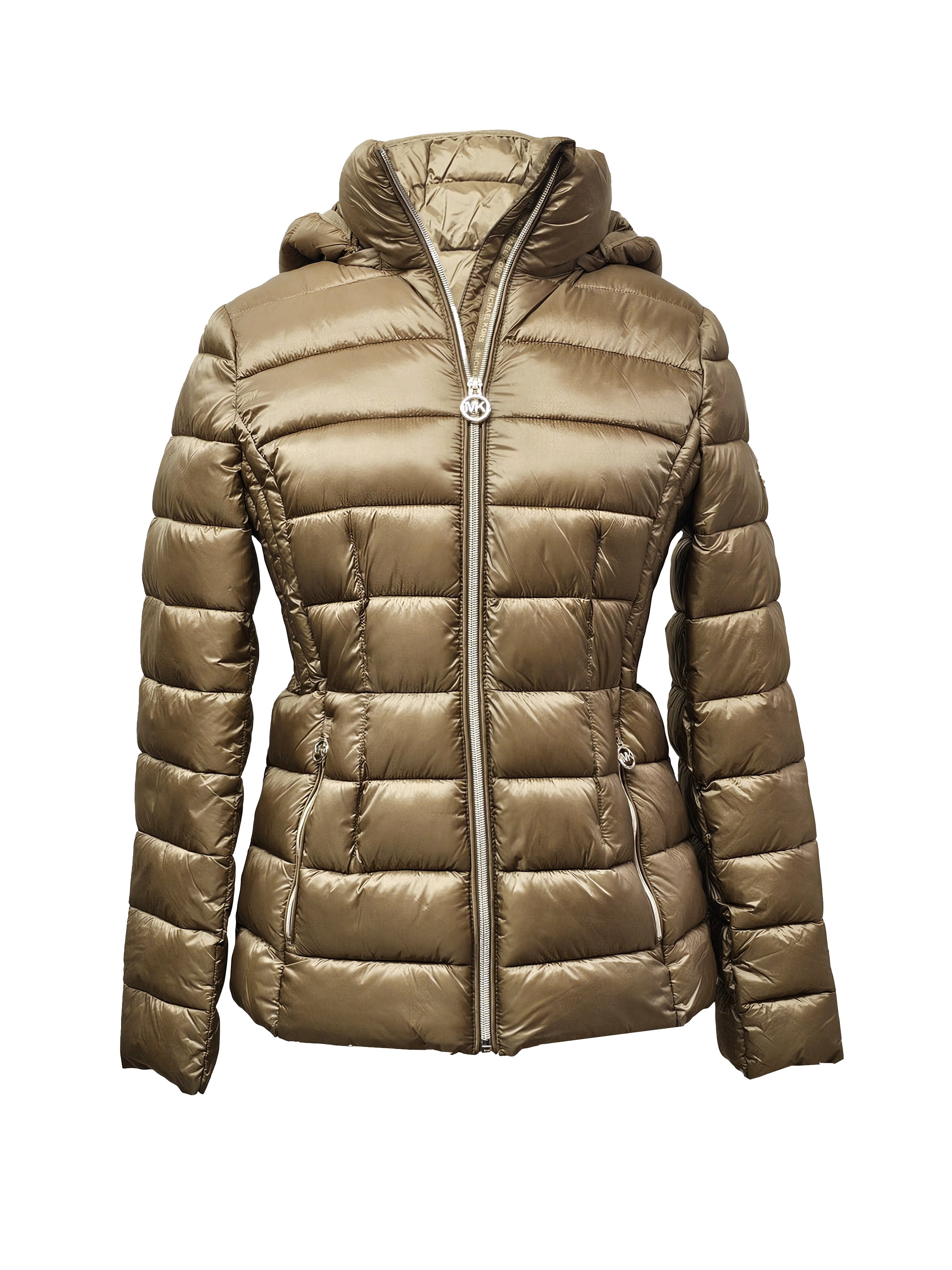 Michael Michael Kors Women's Dark Camel Hooded Packable Coat Jacket ...