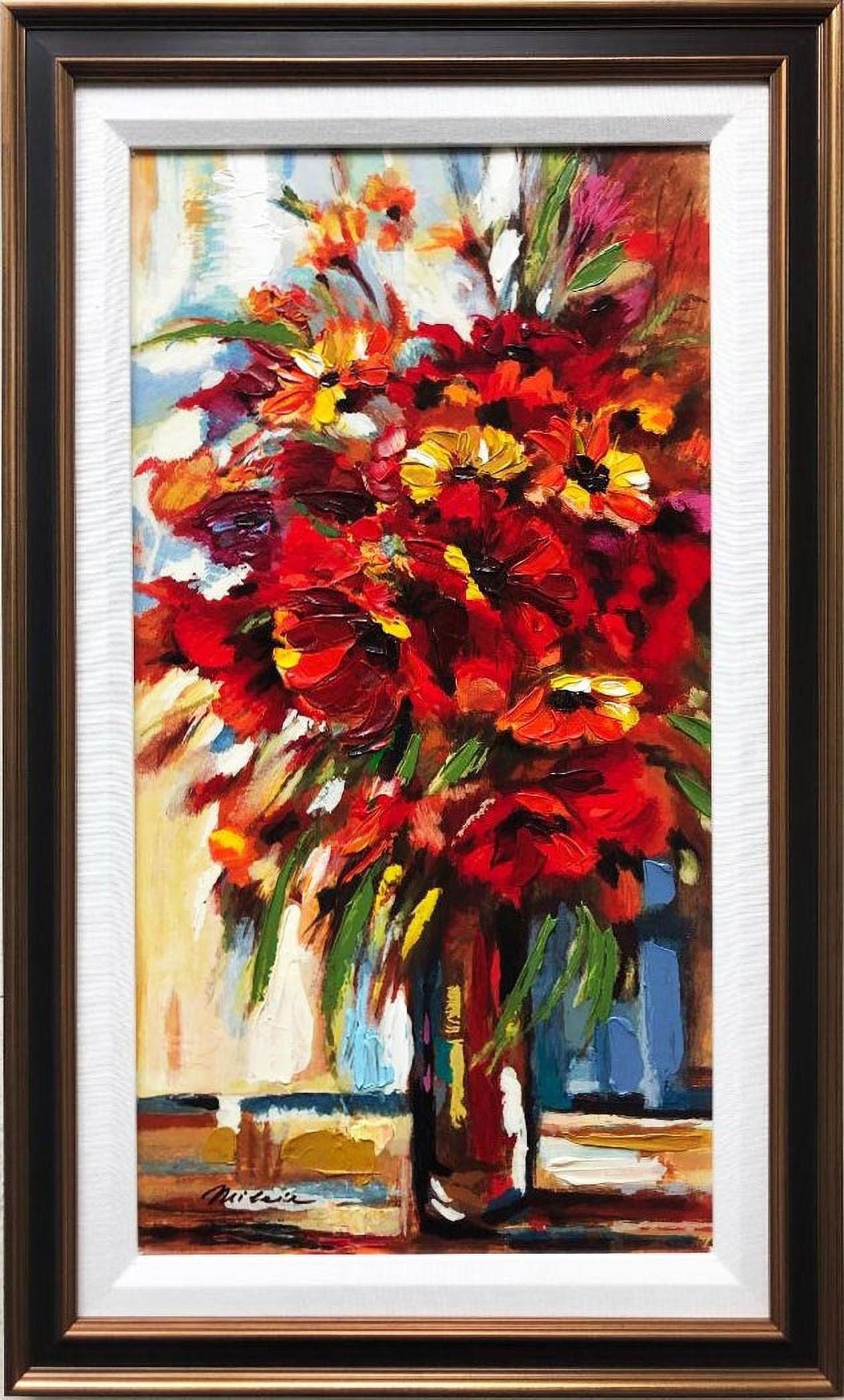 Michael Milkin "Red Bouquet" Framed Hand Signed Israeli Art Generic ...