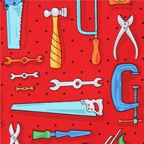 Michael Miller Tools of The Trade Workbench Fabric by The Yard, Red ...