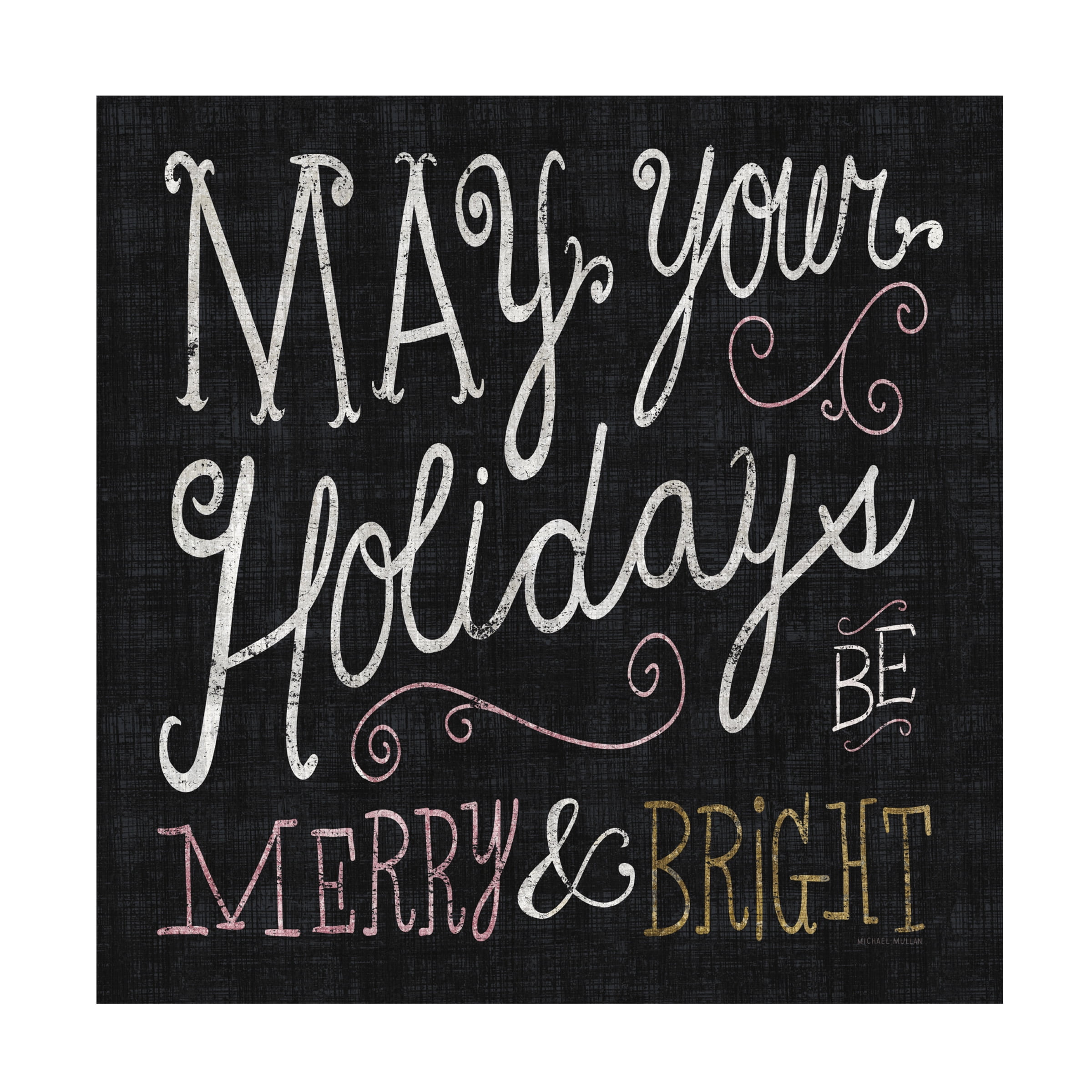 Michael Mullan 'Quirky Christmas Merry and Bright Metallic' Canvas Art ...