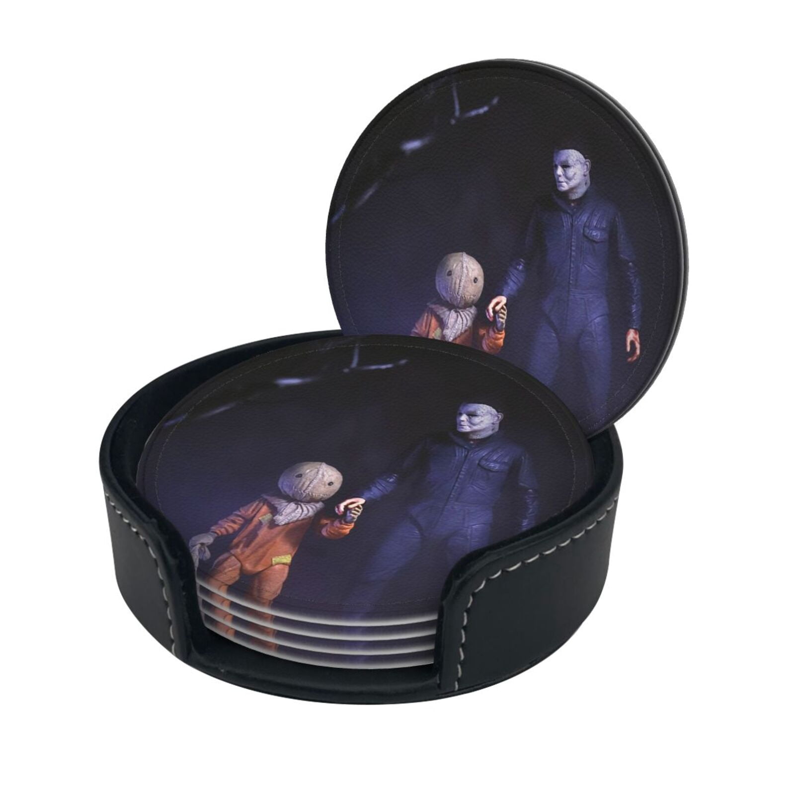 Michael Myers Anime Funny Coasters,6 Pcs Leather Coasters That Protect ...