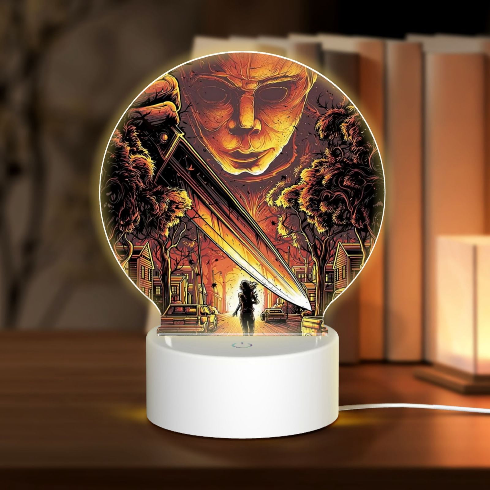 Michael Myers Anime Round Acrylic Night Light Is Suitable For Rooms ...