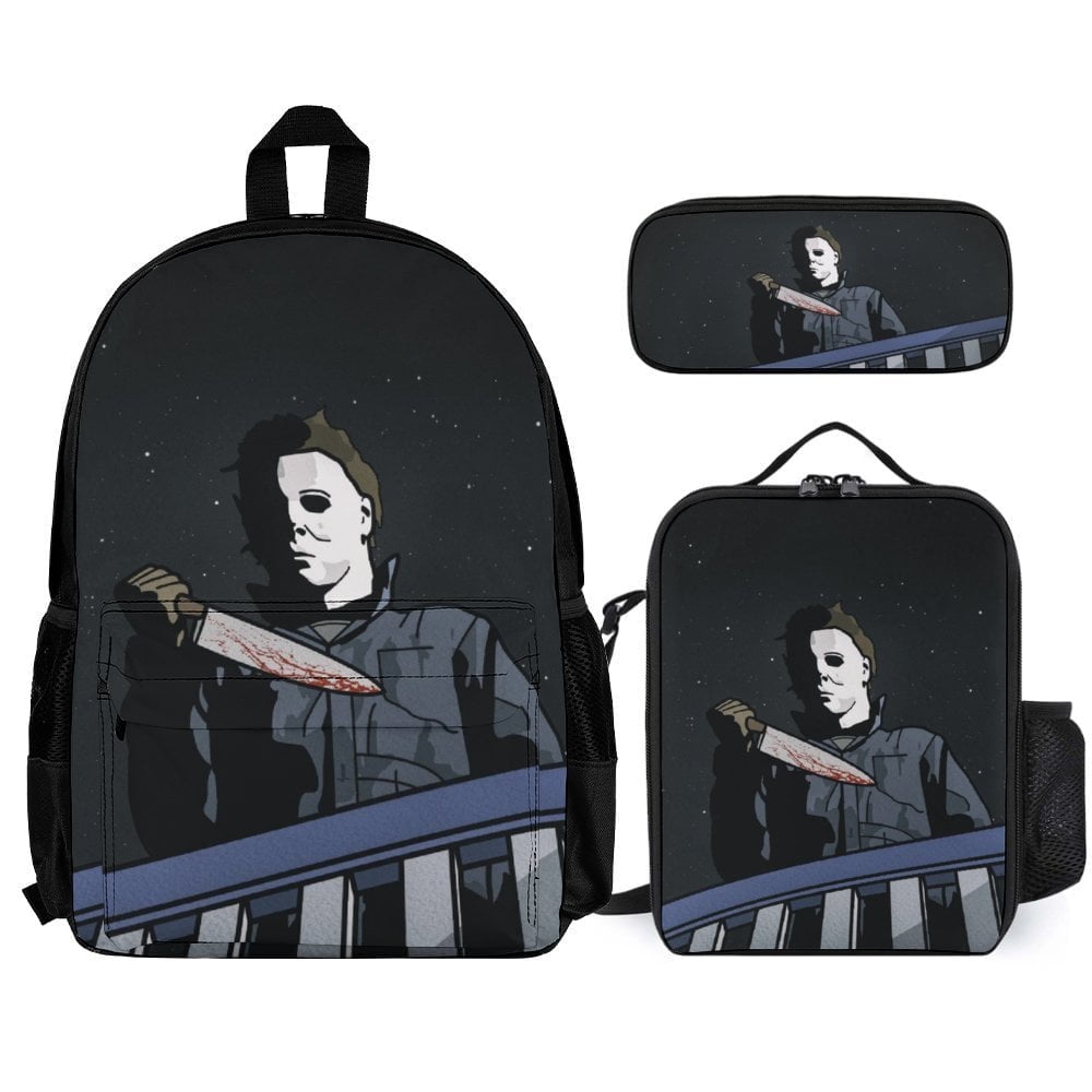 Michael Myers Backpack 3 Pieces Set With Pencil Case Lunch Bag ...
