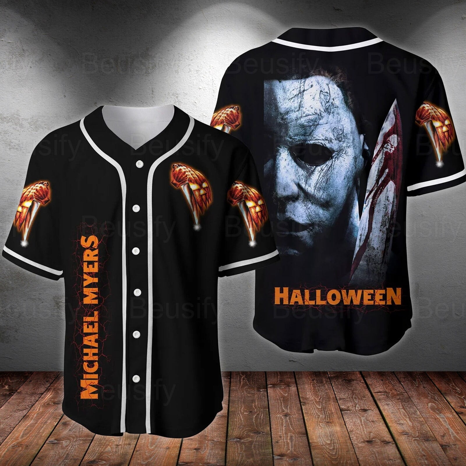 Michael Myers Baseball Jersey Shirt, Horror Movie Baseball Jersey NVA ...