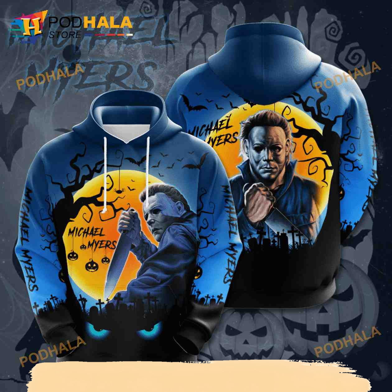 Michael Myers Bring Knife Scare Moon 3D Hoodie - Walmart.com