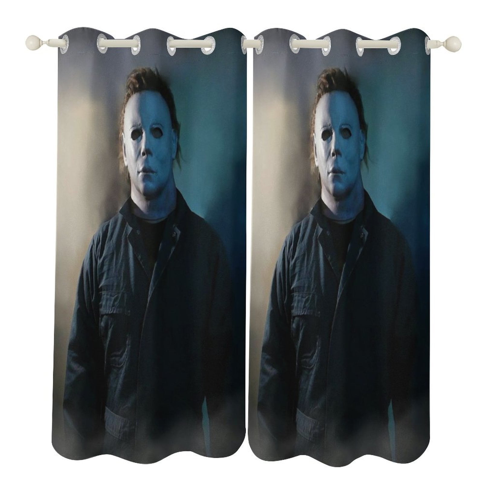 Michael Myers Curtains Perforated Halloween Pattern Window Blackout ...